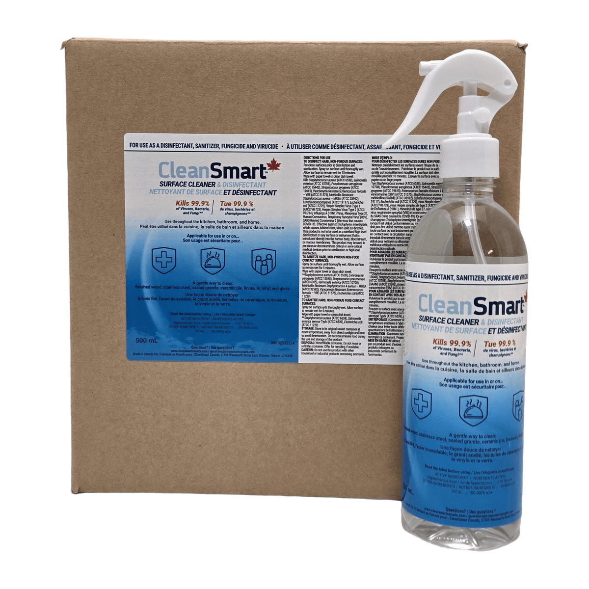 12x500ml Surface Disinfectant | CleanSmart Canada HOCl Spray