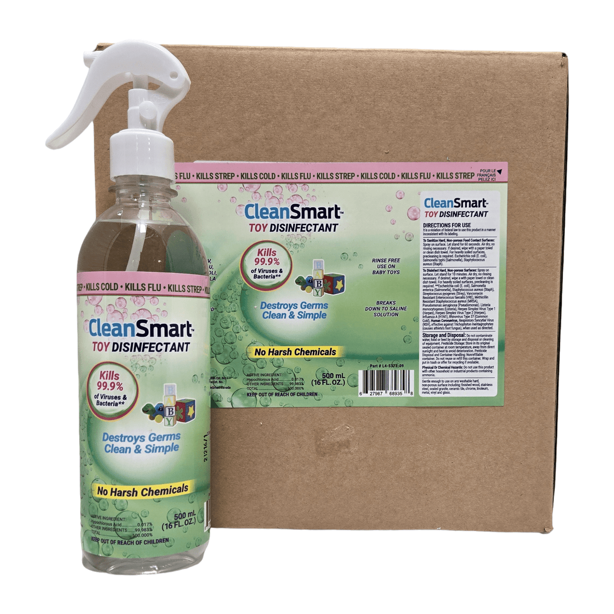 Toy Disinfectant Spray | 12 x 500ml Case | CleanSmart Canada